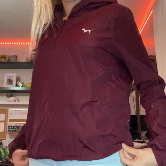 PINK Victoria's Secret | Jackets & Coats | Maroonpurple Rain Jacket ...